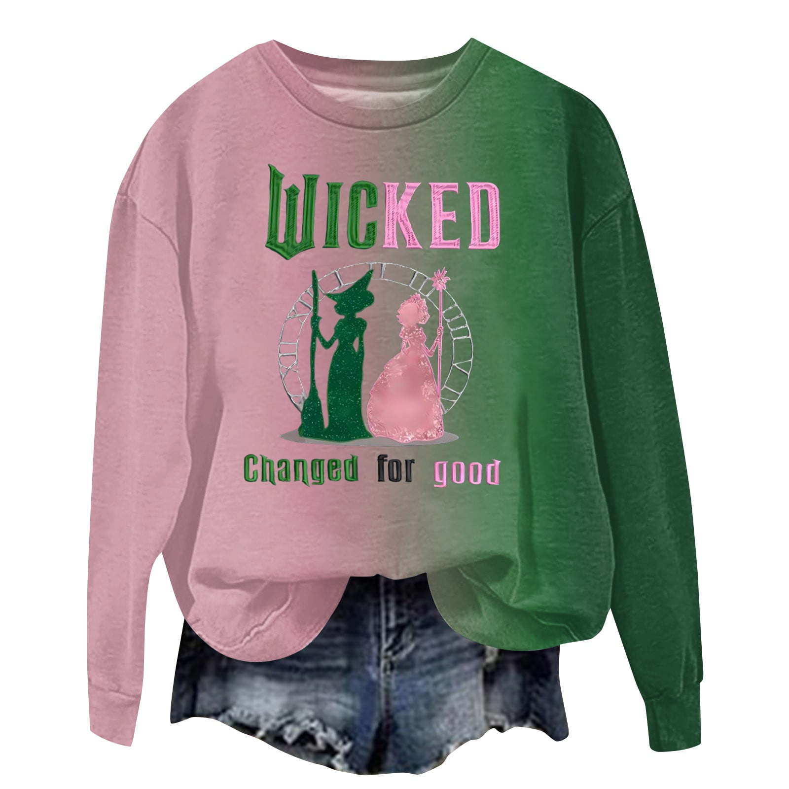 HAJWOH Womens Wicked Sweatshirt XL Long Sleeves Wicked Shirts Pink Goes ...