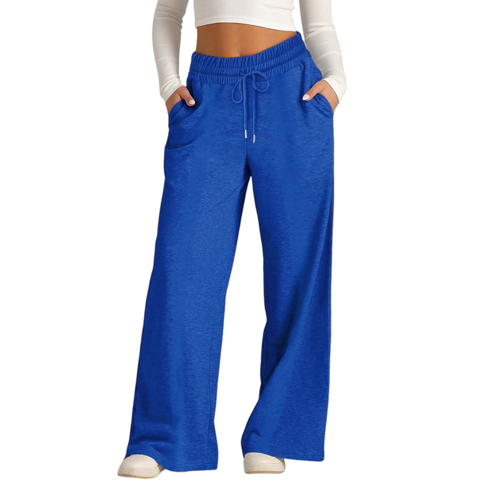 HAJWOH Womens Wide Leg Sweatpants Baggy Flare Straight Leg Open Leg ...