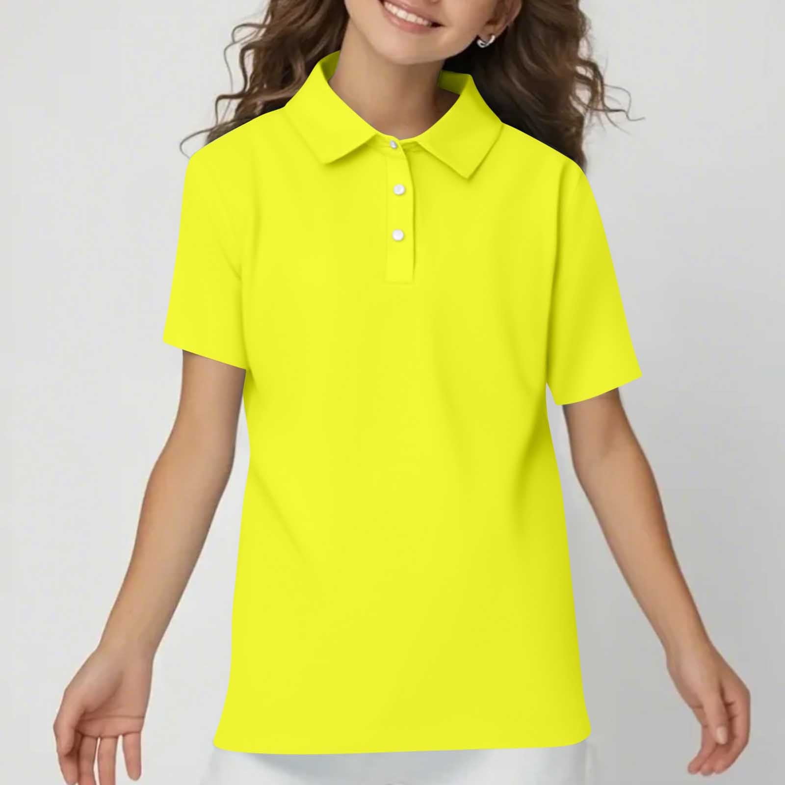 HAJWOH Girls Polo Shirts Short Sleeve Tshirts Casual Button Tops 2025 ...