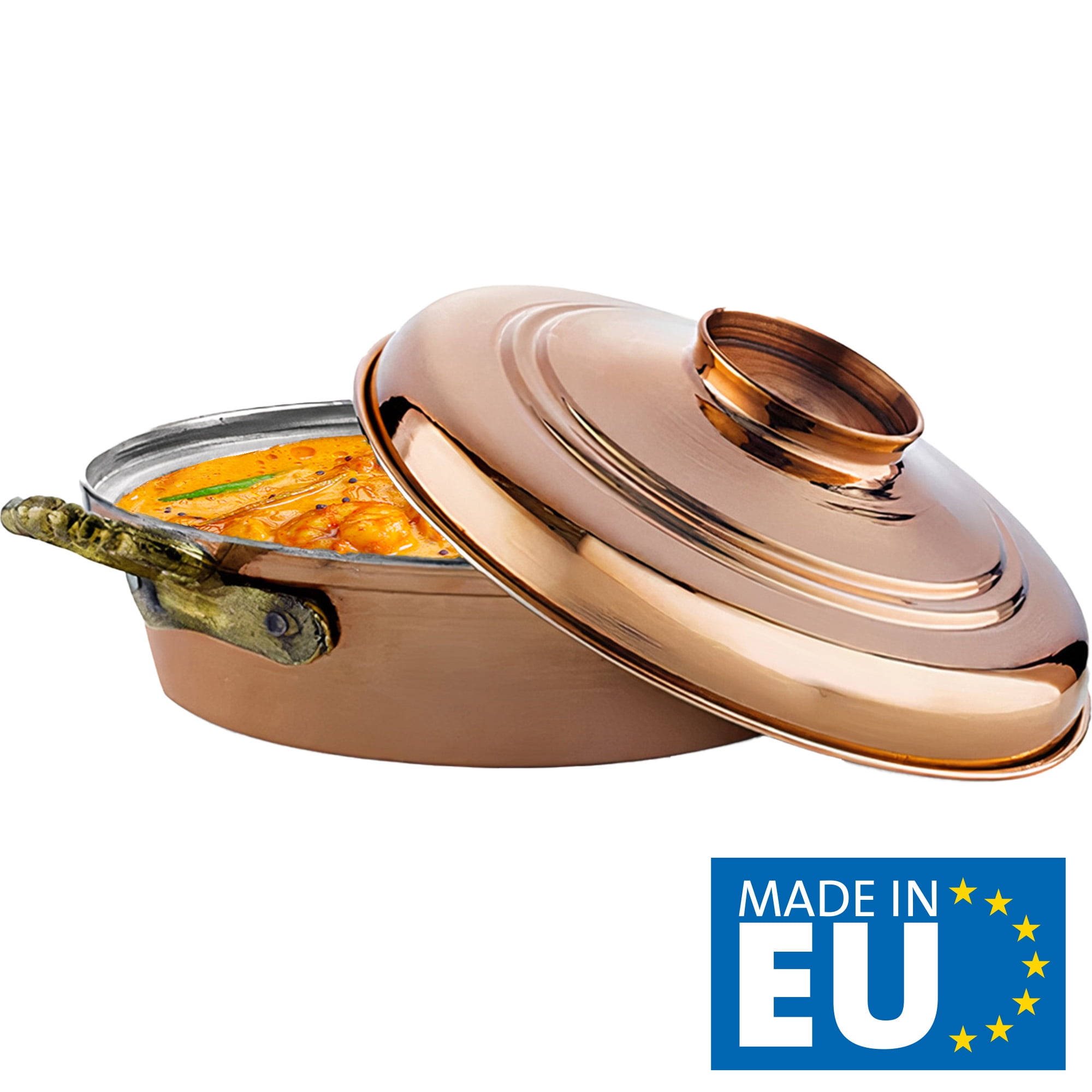 HAKAN Decorative Hammered Copper Cookware with Handles, Handmade Pure ...