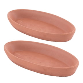 Hakan Bergama Handmade Oval Clay Pan Set of 2 Terracotta 6.2x11.6x1.5 ...