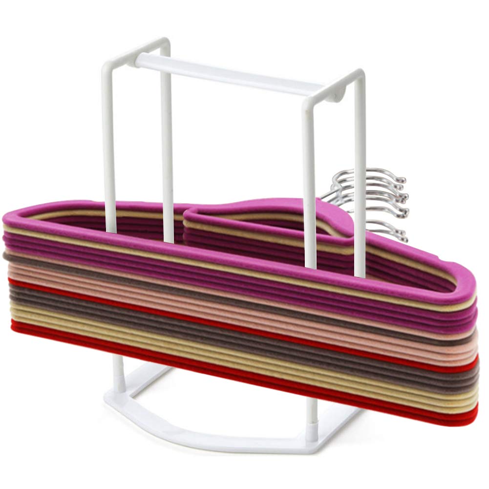 HAKDAY Hanger Stacker Organizer Stand, White Portable Hanger Holder ...