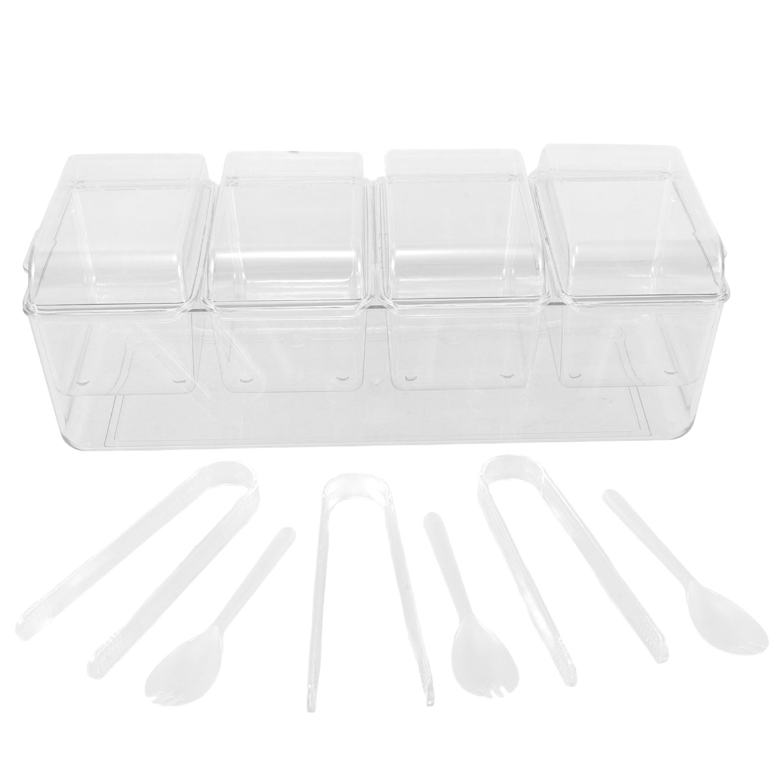 HAKIDZEL 1 Set Chilled Condiment Server Plastic Rectangular Detachable ...
