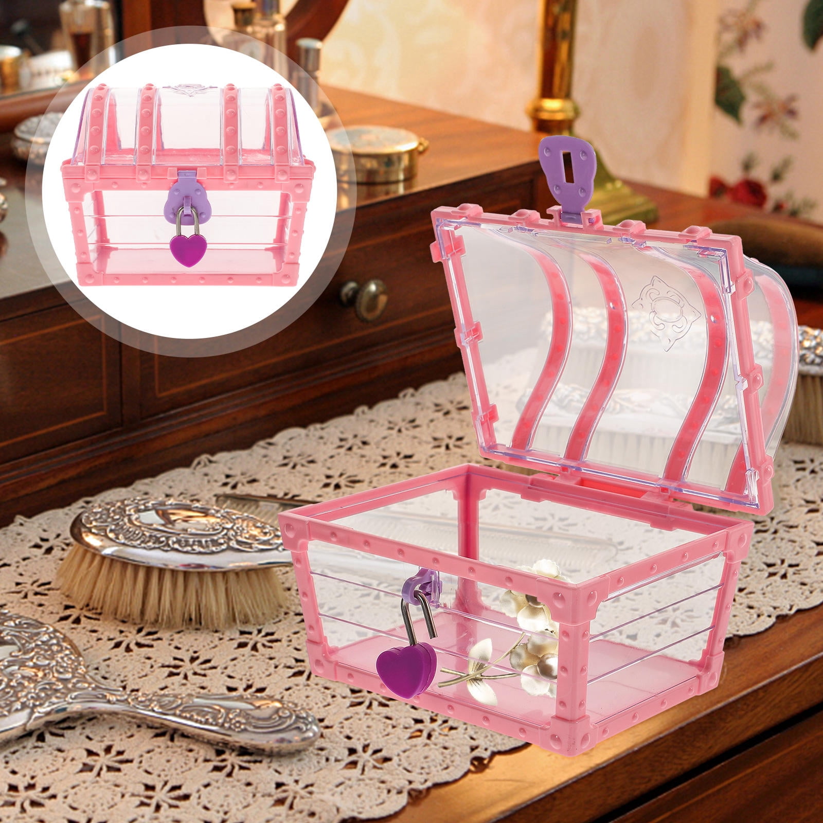 HAKIDZEL Trinket Box with Lid Jewelry Box Pink 1 Set - Walmart.com