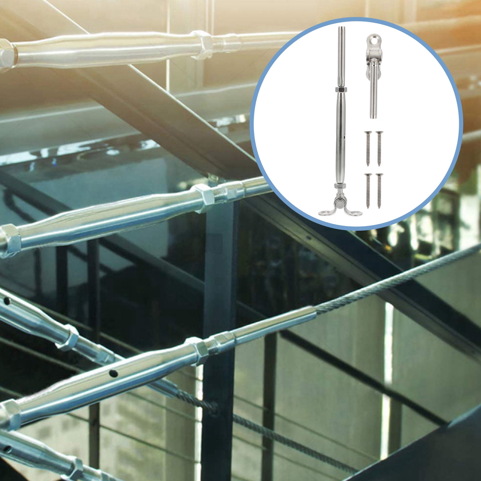 HAKIDZEL 1 Set Stainless Steel Silver Cable Railing Kit Turnbuckle ...