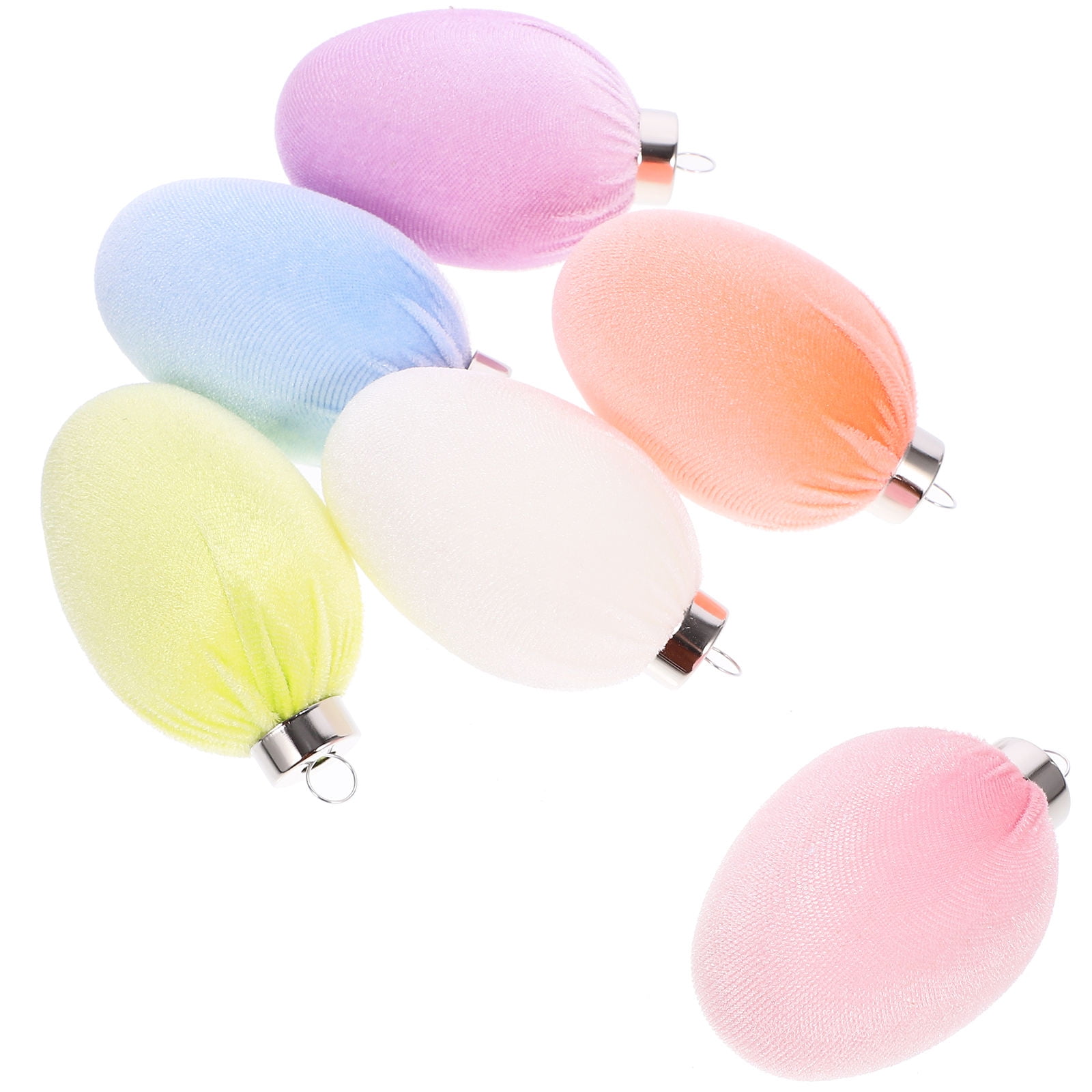 HAKIDZEL 12Pcs Hanging Egg Decorations Assorted Color Flocking Plastic ...