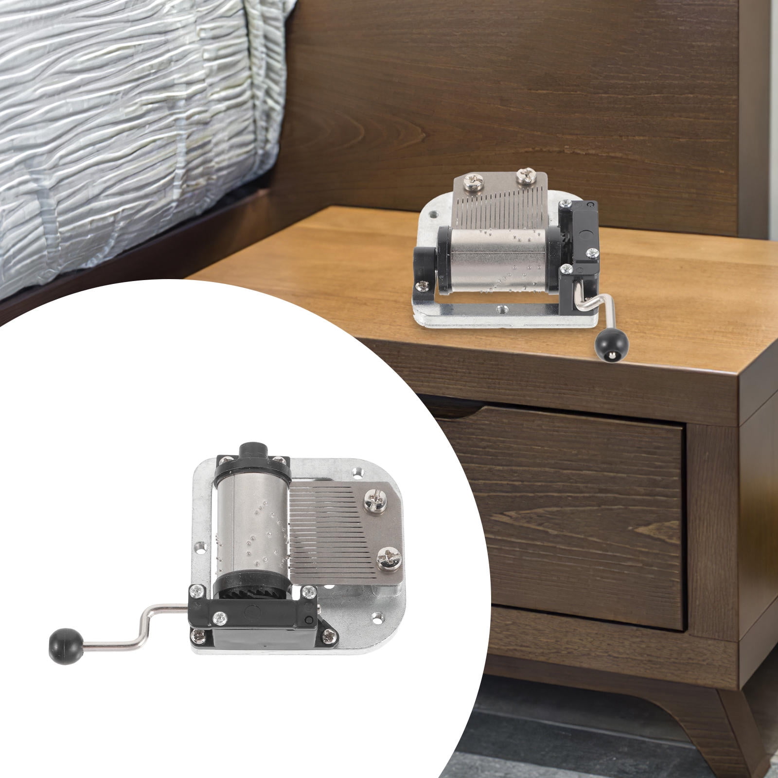 HAKIDZEL 1Pack Music Box Movement Silver Alloy Hand Crank Musical ...