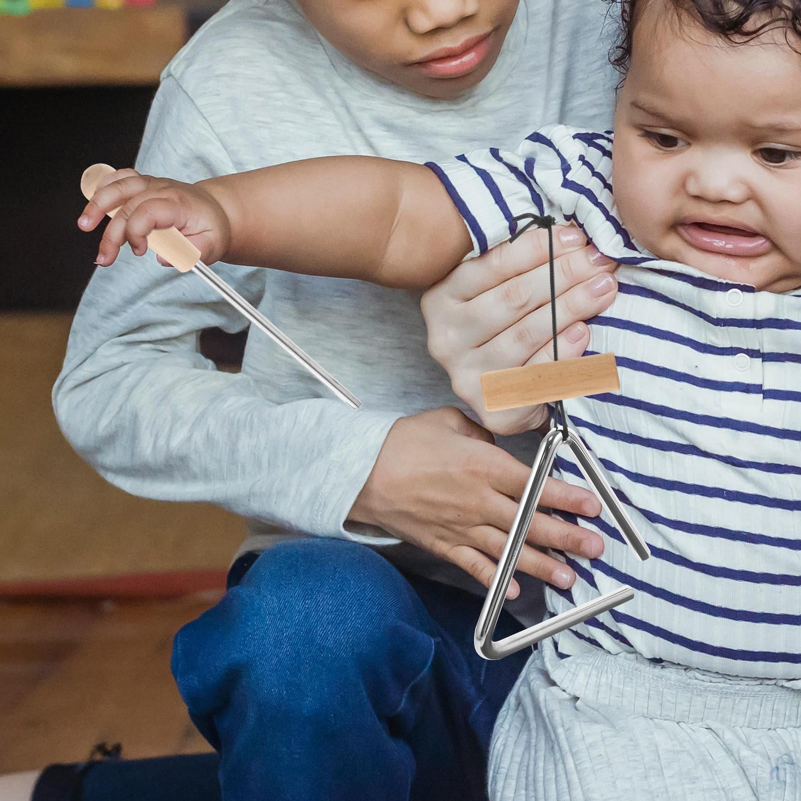 HAKIDZEL 1Pack Wooden Triangle Bell for Musical Rhythm in Schools and ...