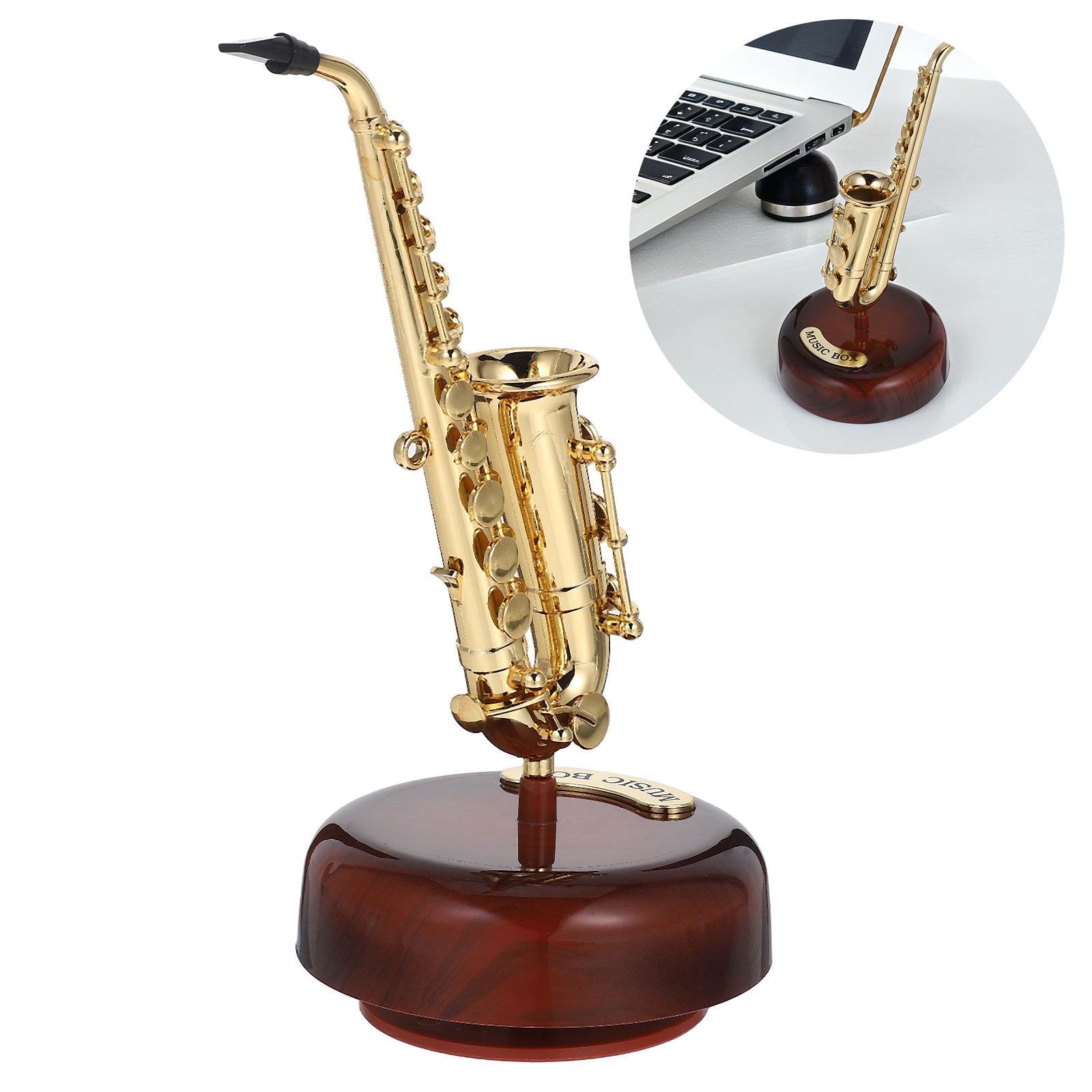 HAKIDZEL 1Pcs Golden Saxophone Shaped Music Box Figurine for Home ...