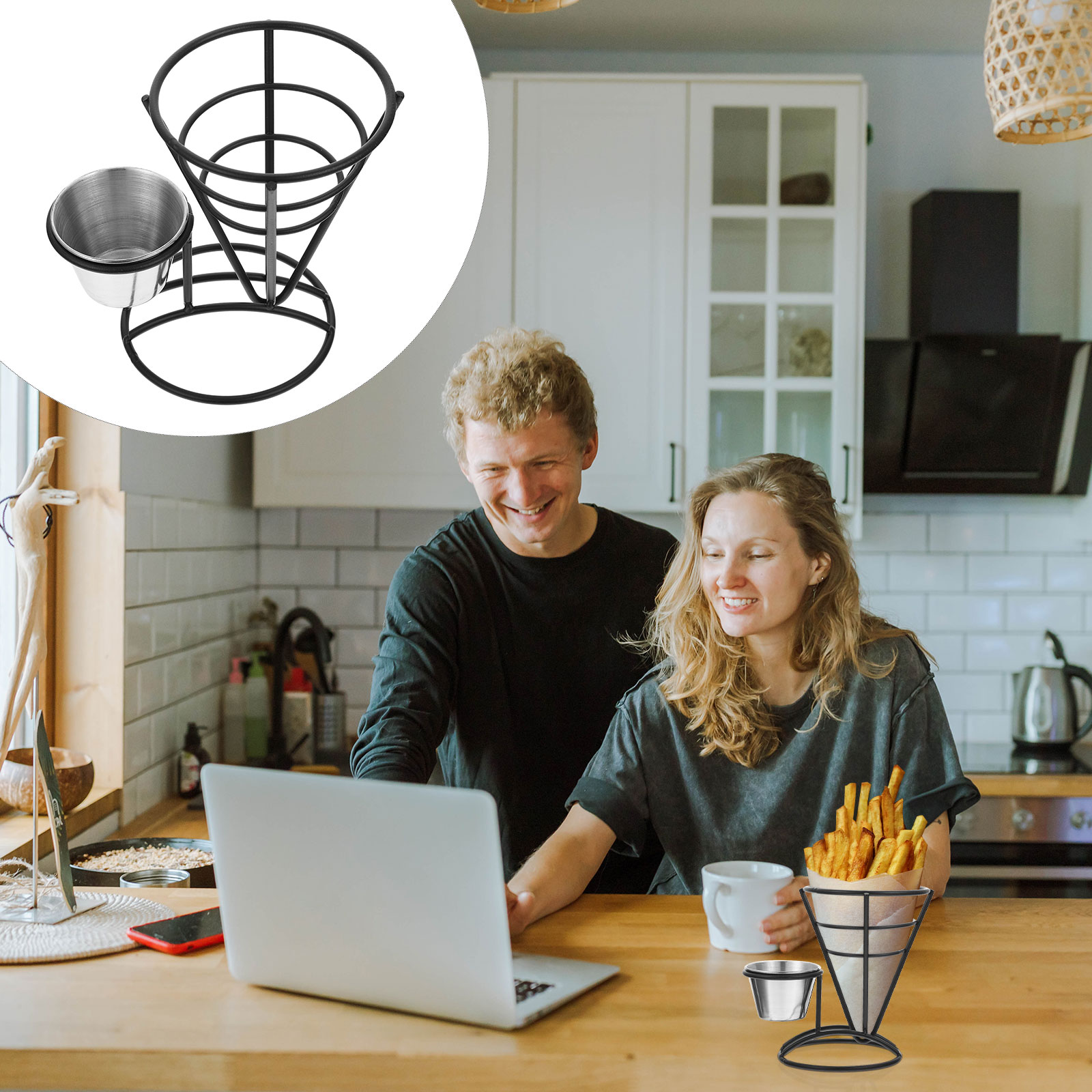 HAKIDZEL 1Set Eat French Fries Holder Metal Diner Stand for Food ...