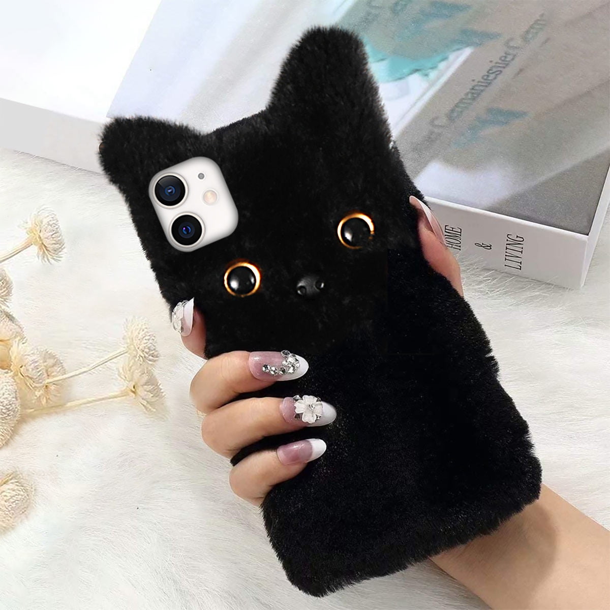 HAKIDZEL 1Set Fluffy Plush Case for 12 Mini with Cute Kawaii Design for ...