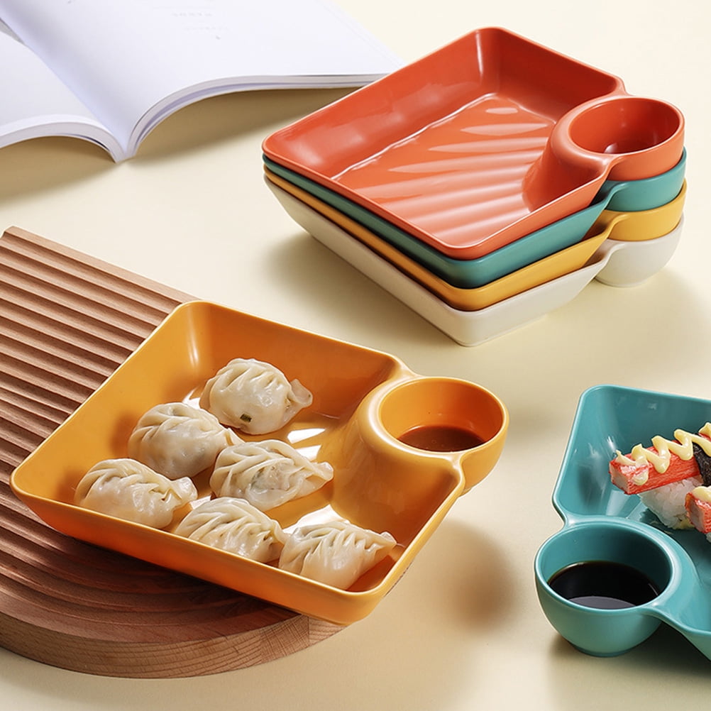 HAKIDZEL 4Pcs Dumpling Dishes in Square Shape for Multi-functional Food ...