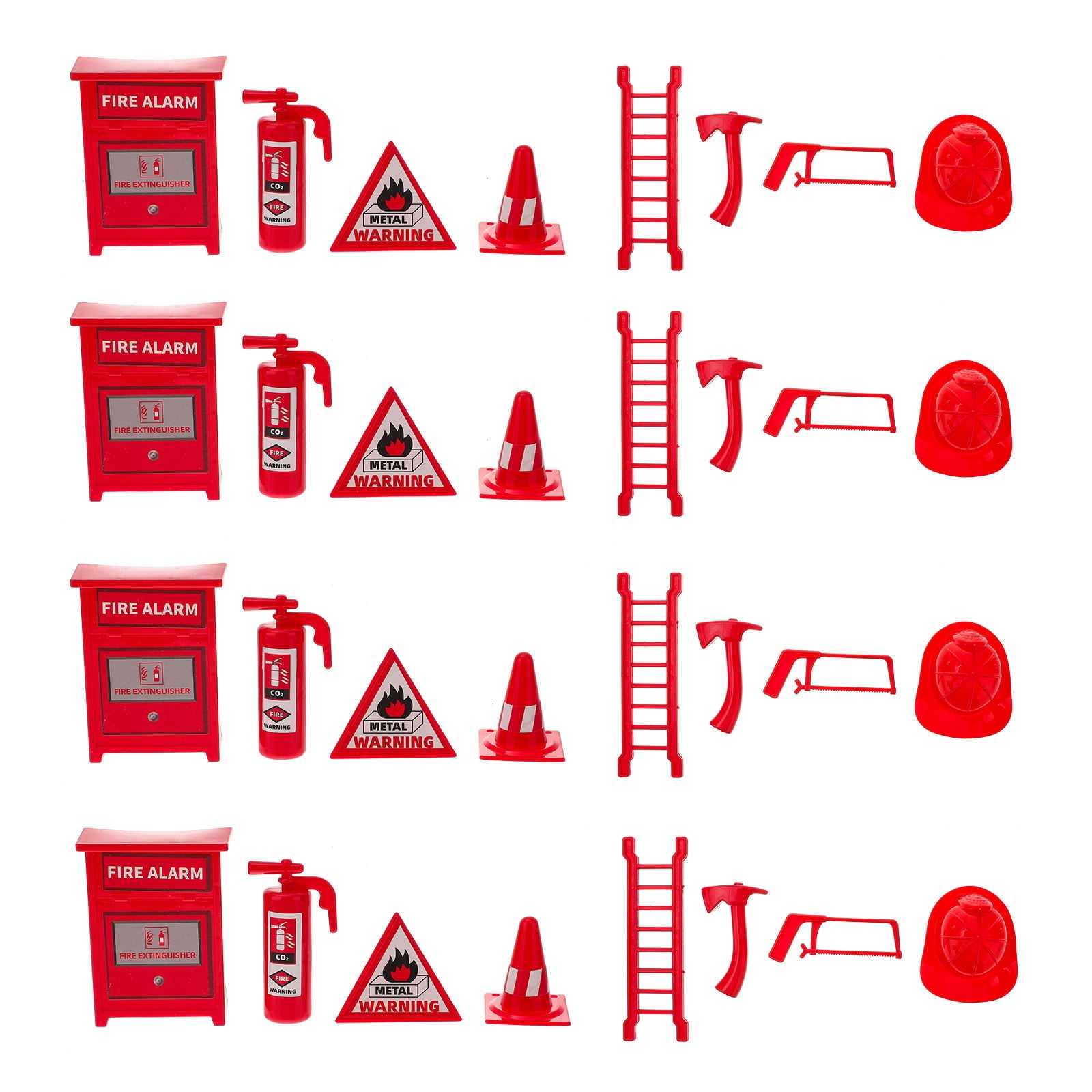 HAKIDZEL 4Set Firefighter Kids Red Plastic Mini Fire Extinguisher Toy ...