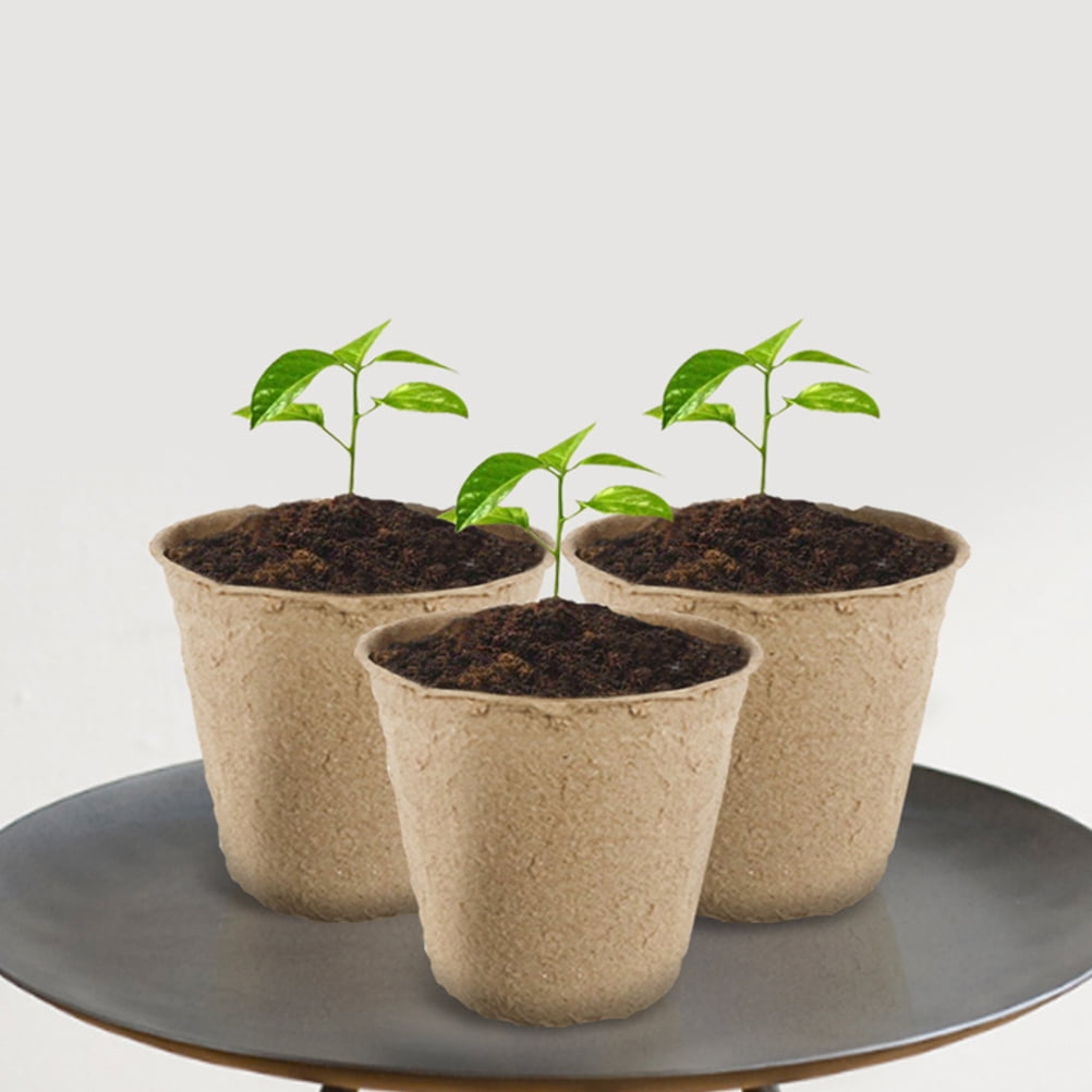 HAKIDZEL 50 Pots Indoor Gardening Round Paper Pulp Nursery Pots for ...