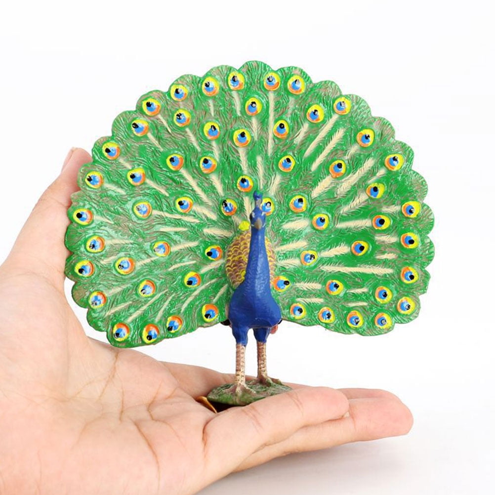 HAKIDZEL Artificial Peacock Figurine Green PVC Plastic Home Decoration ...