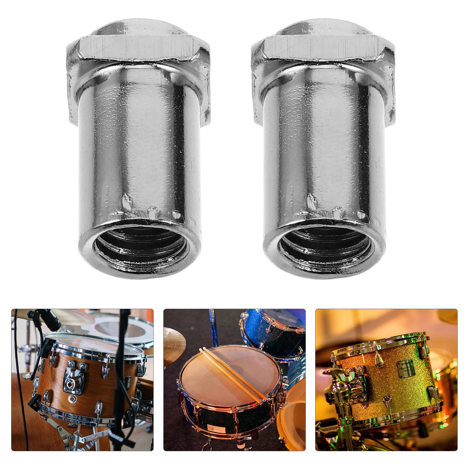 HAKIDZEL Cylindrical Nut 20Set Silver Plated Iron for Drum Accessories ...