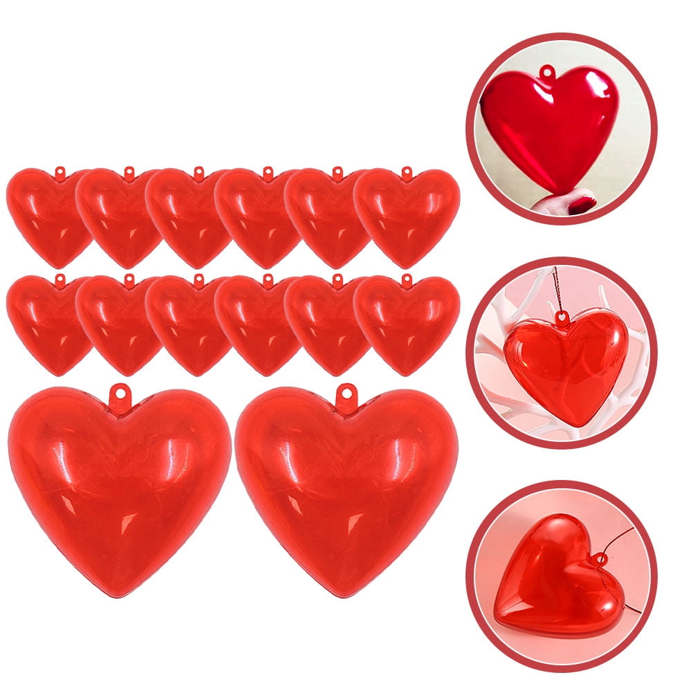 HAKIDZEL Red Fillable Heart Shaped Plastic Balls for Storage and DIY ...