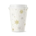 HAKOWARE Disposable 12 oz White Snowflake Embossed Paper Coffee Cups ...