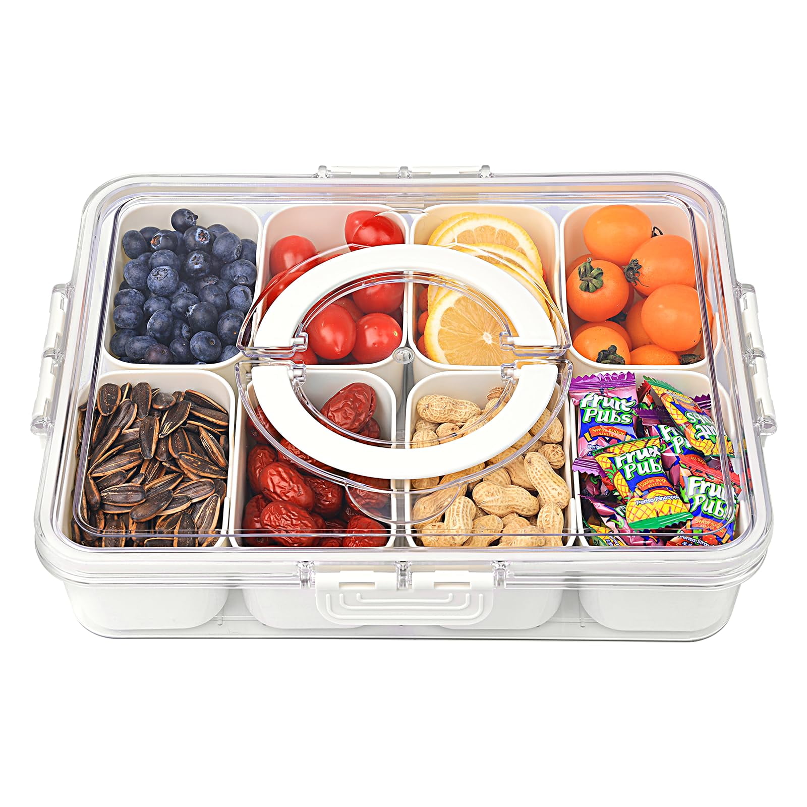 HAKPNEW Snackle Box Container with Lid & Handle, Divided Snack Box ...