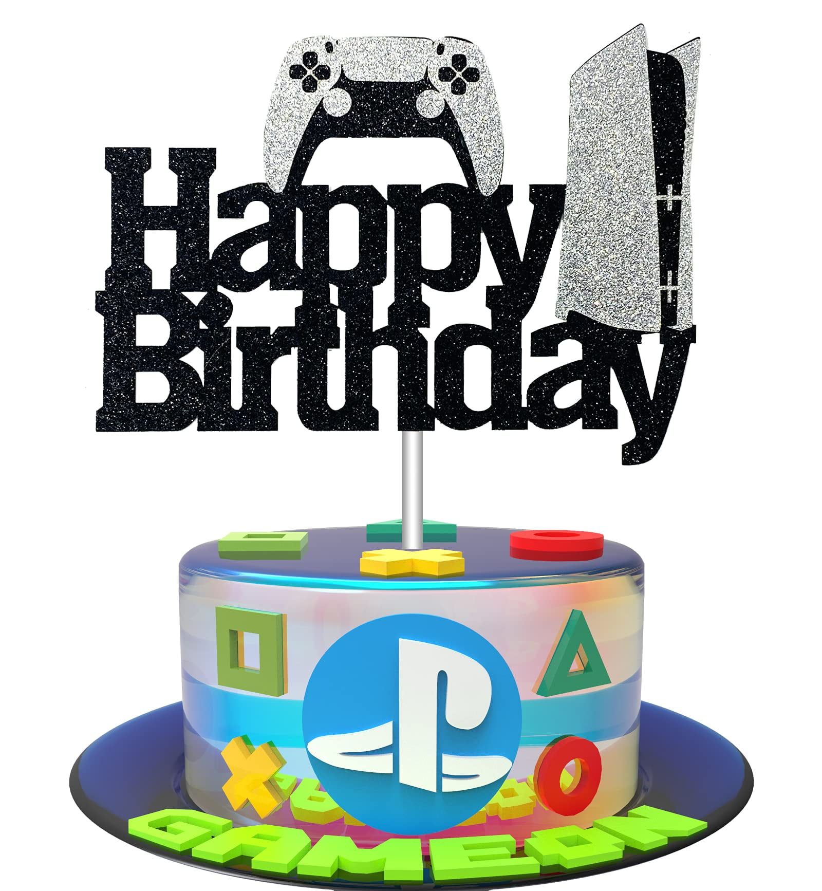 HAKPUOTR Video Game Cake Topper - Game KMC2Controllers Happy Birthday ...