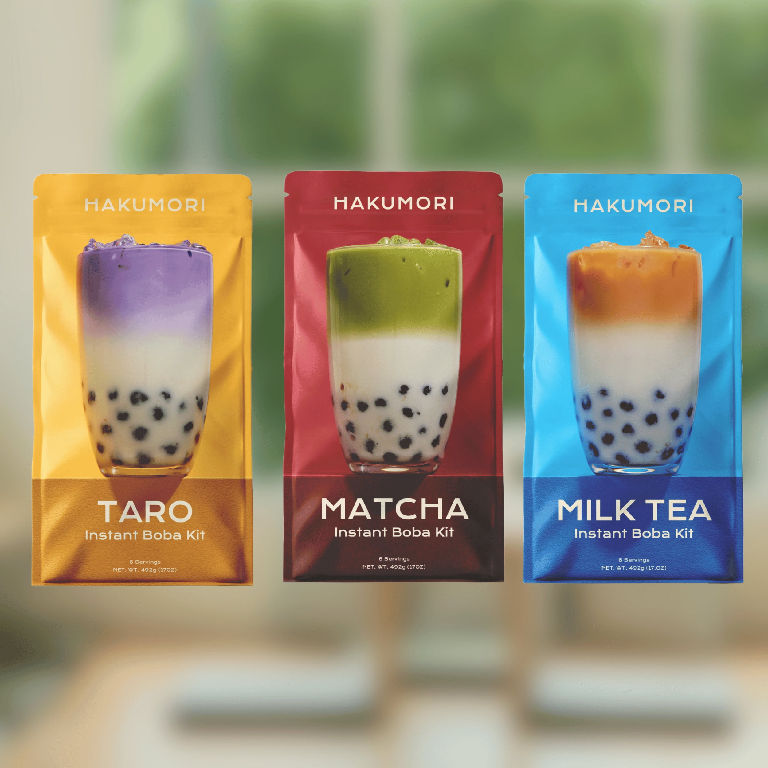 HAKUMORI DIY Instant Boba Milk Tea Kit, Milk Tea, Taro, Matcha with ...