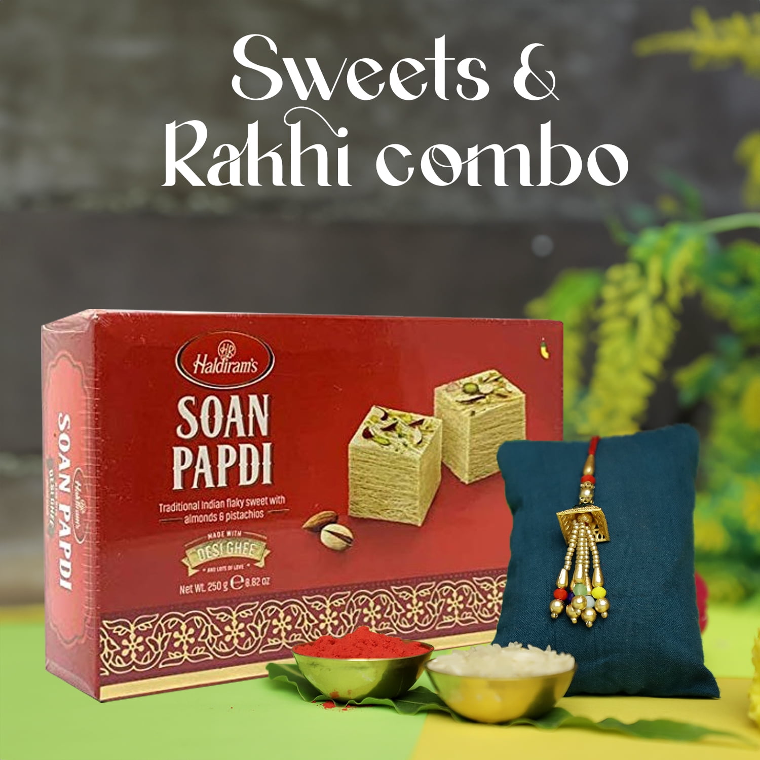 HALDIRAM'S Soan Papdi with Rakhi Combo B2 | Rakhi for Bhabhi with Sweet ...