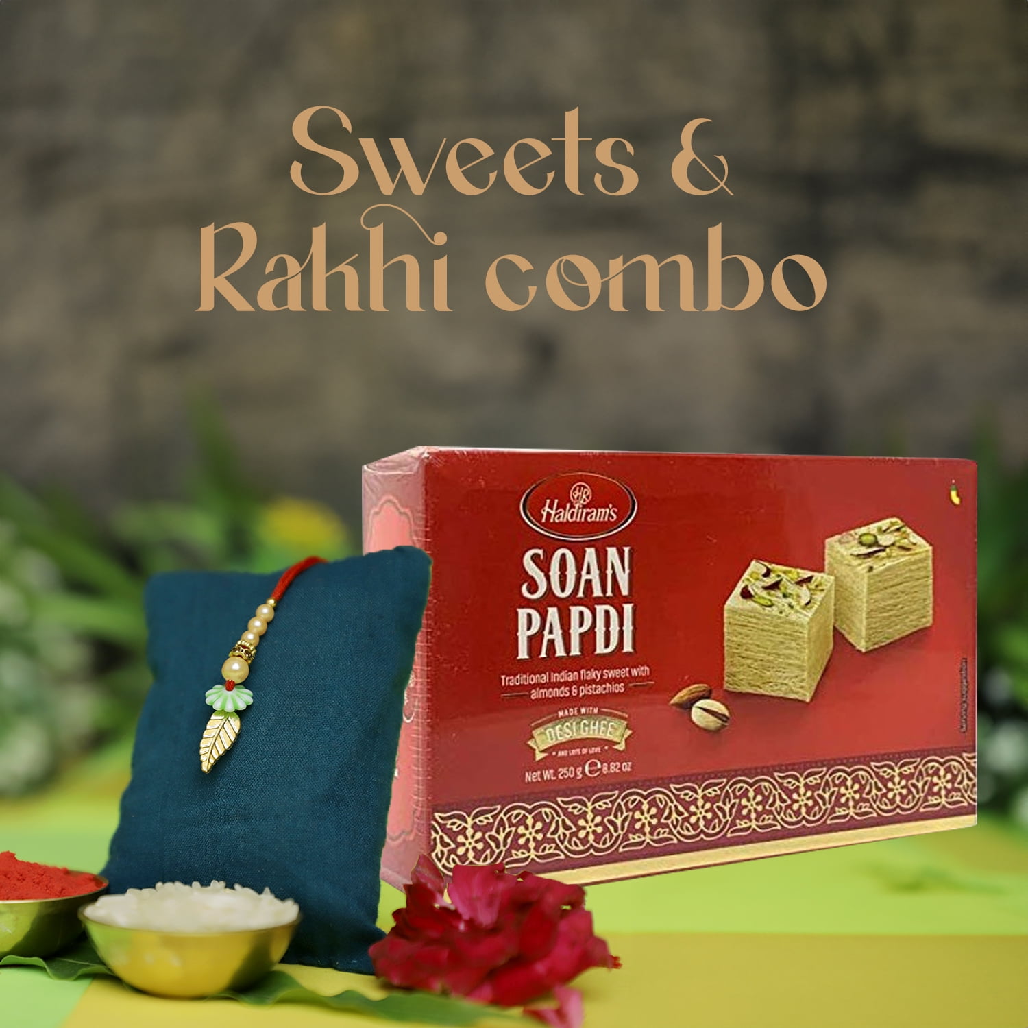 HALDIRAM'S Soan Papdi with Rakhi Combo B5 | Rakhi for Bhabhi with Sweet ...