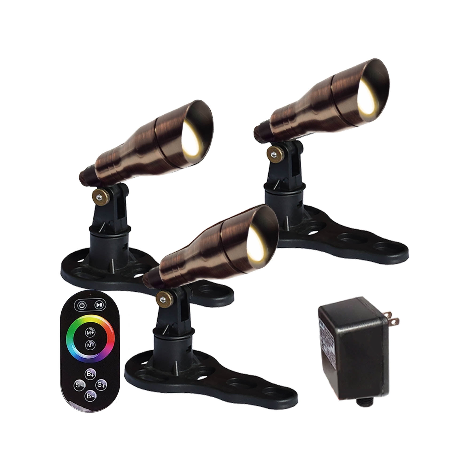 LumiNight Pond and Landscape Lighting - (x3) Bronze 9-Watt LED Color ...