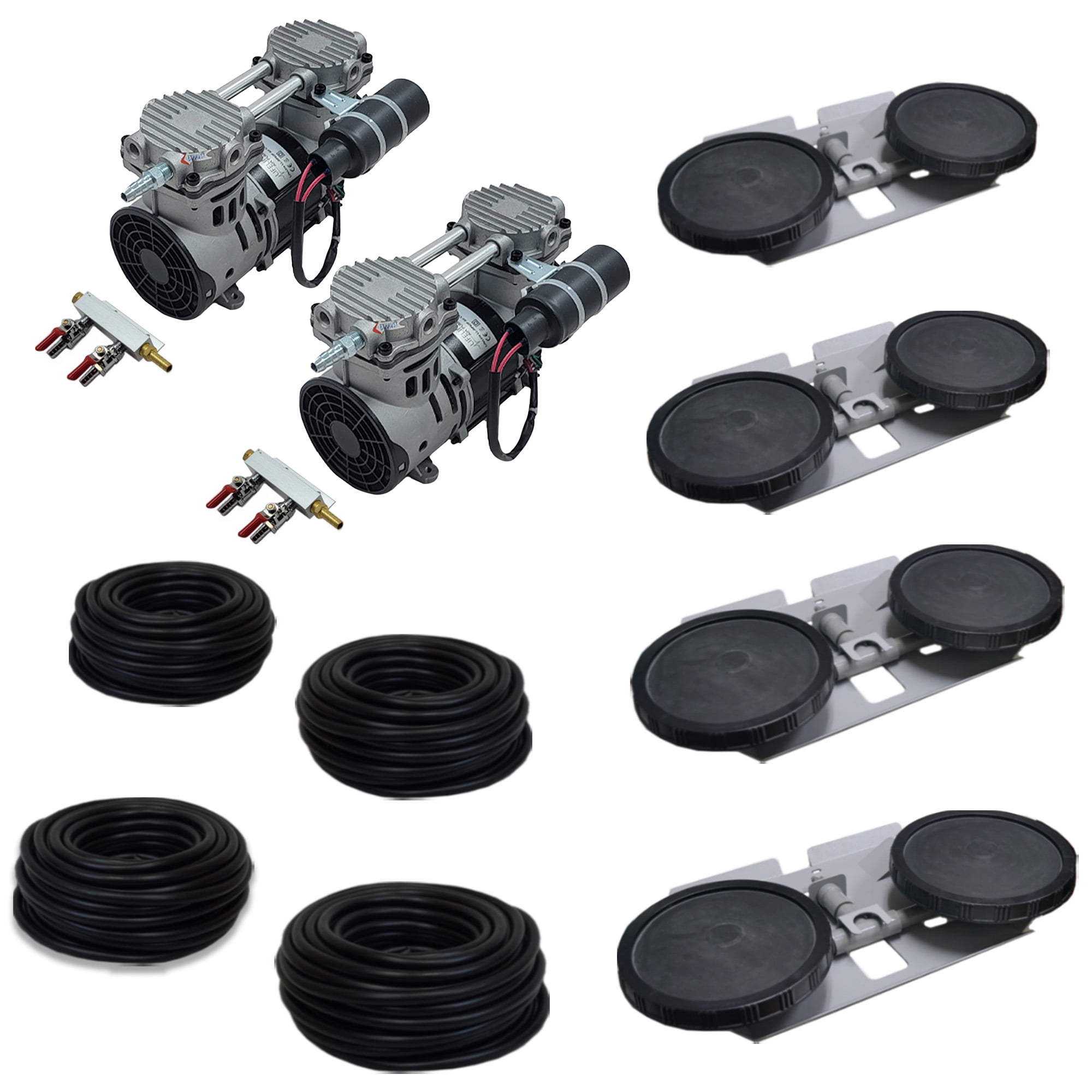 Half Off Ponds Pro Aeration System Dual 1/2 HP Aerator Pumps for 5 ...
