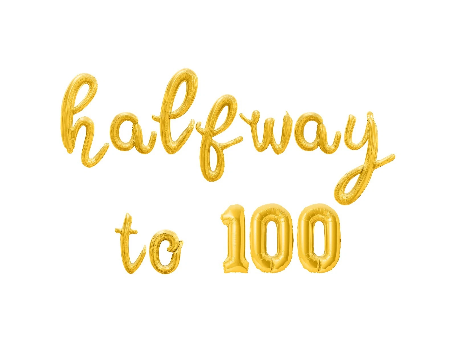 HALFWAY TO 100 Cursive Letter Balloon Banner - 50th Birthday Party ...