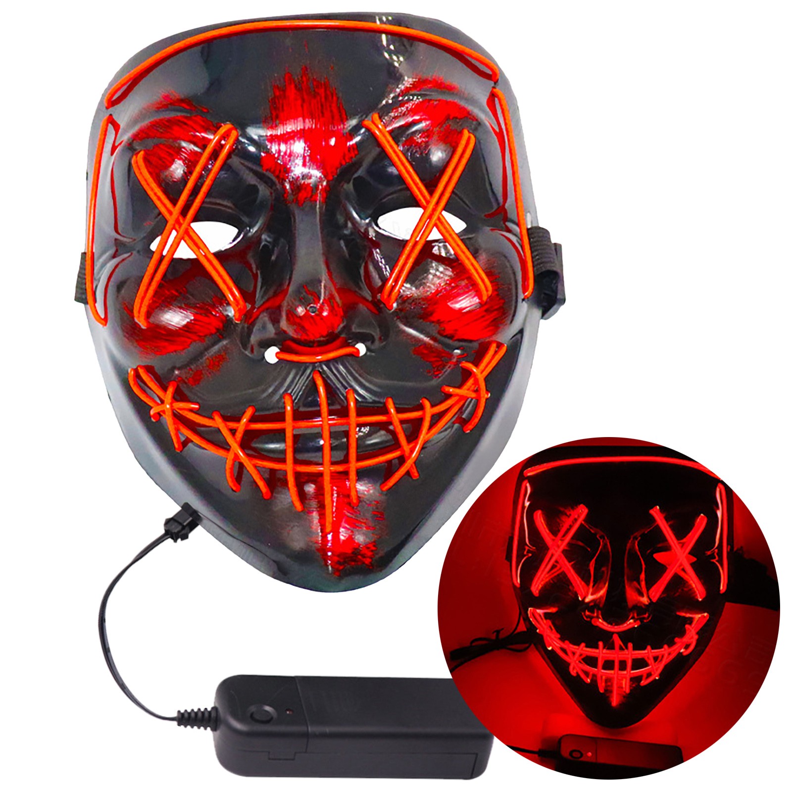 HALJEN Glowing Hood Cold Light Hood Cheering Prop Party Skeleton Man ...