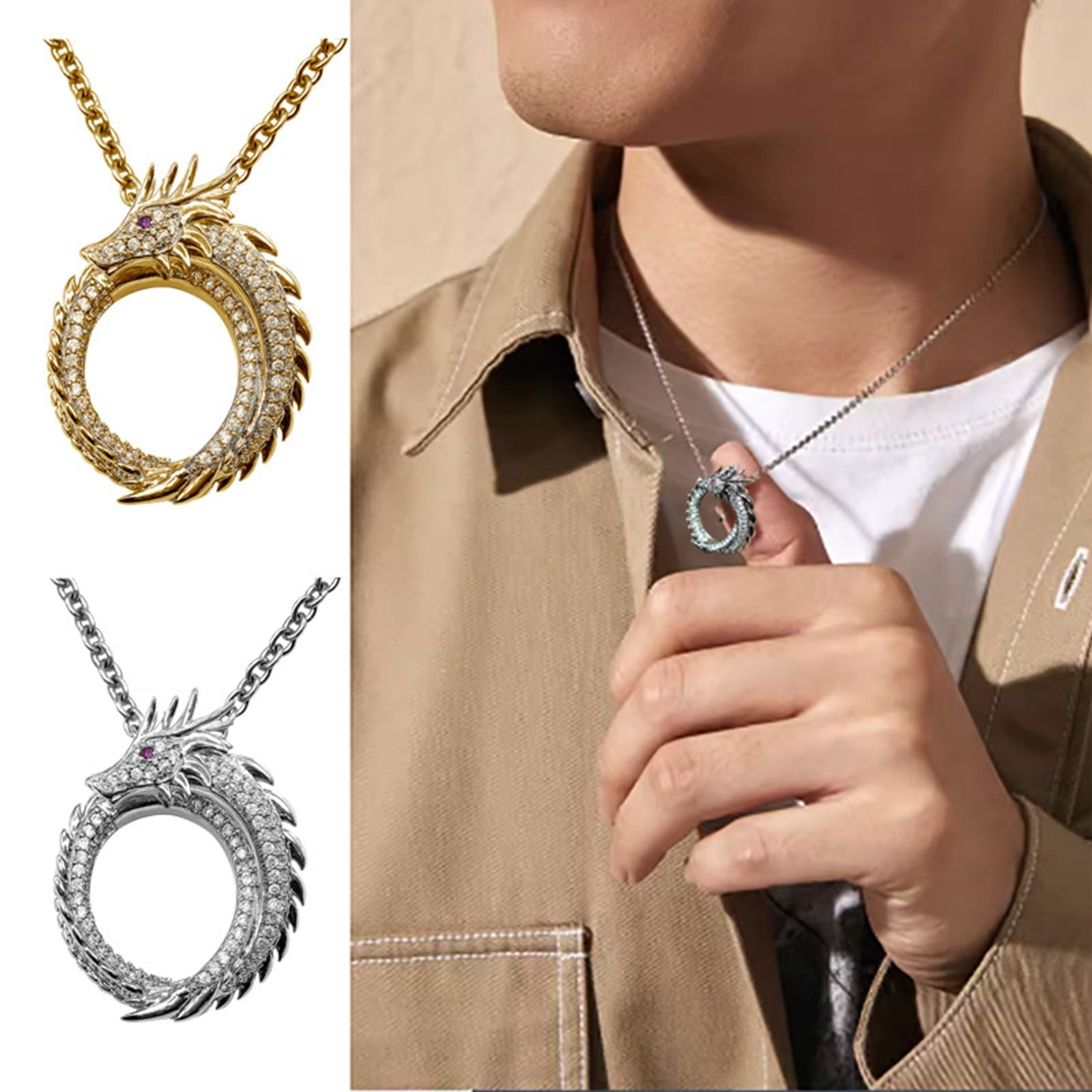 HALJEN Loong Necklace Classic Hop Loong Year Pendant Border European ... HALJEN Loong Necklace Classic Hop Loong Year Pendant Border European ...