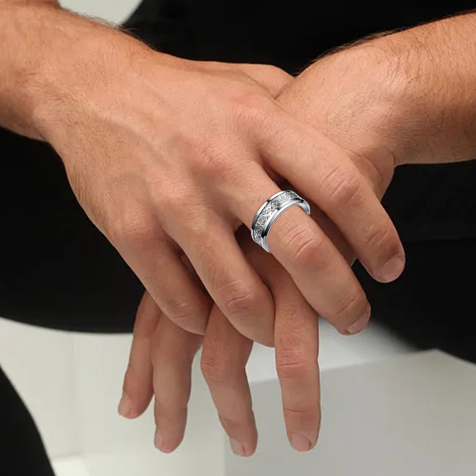 HALJEN New Loong Ring with Gold and Silver Plating and Loong Pattern ... HALJEN New Loong Ring with Gold and Silver Plating and Loong Pattern ...