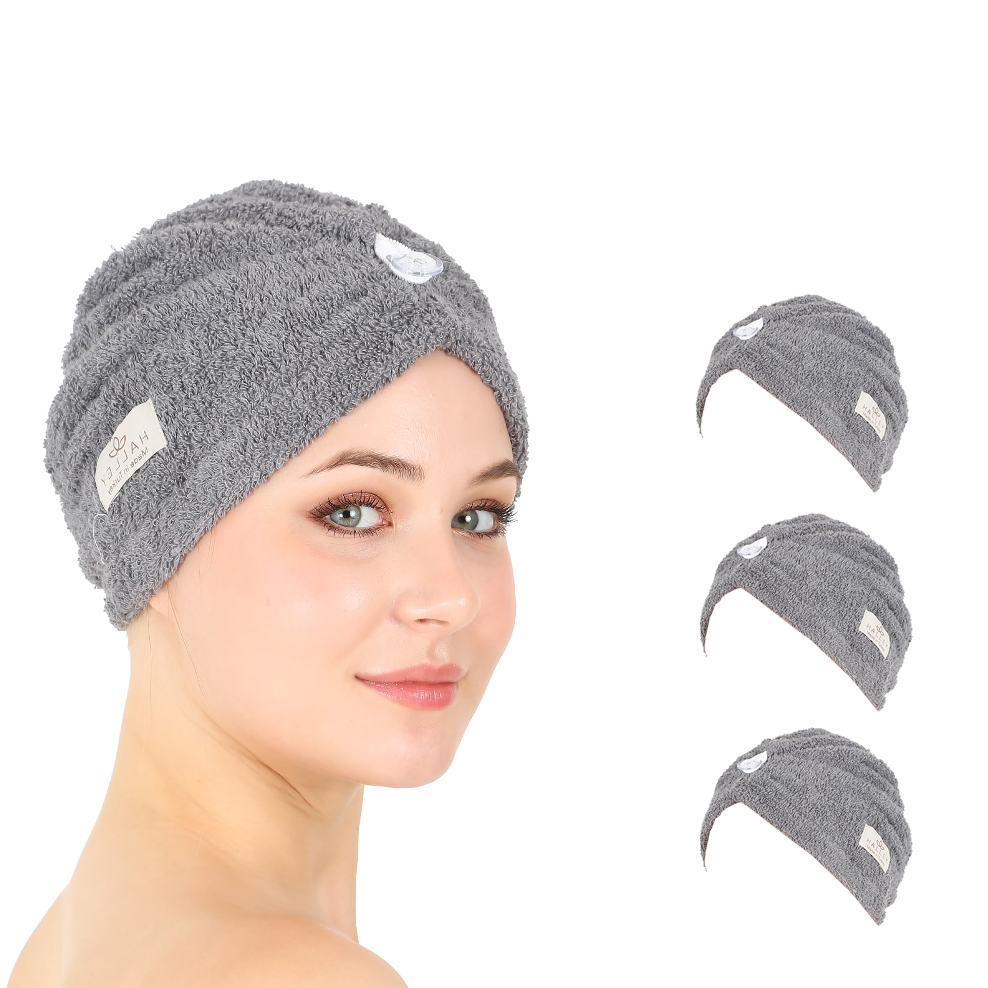 HALLEY Cotton Hair Towel Wrap – 3 Packs Super Absorbent, Anti Frizz ...