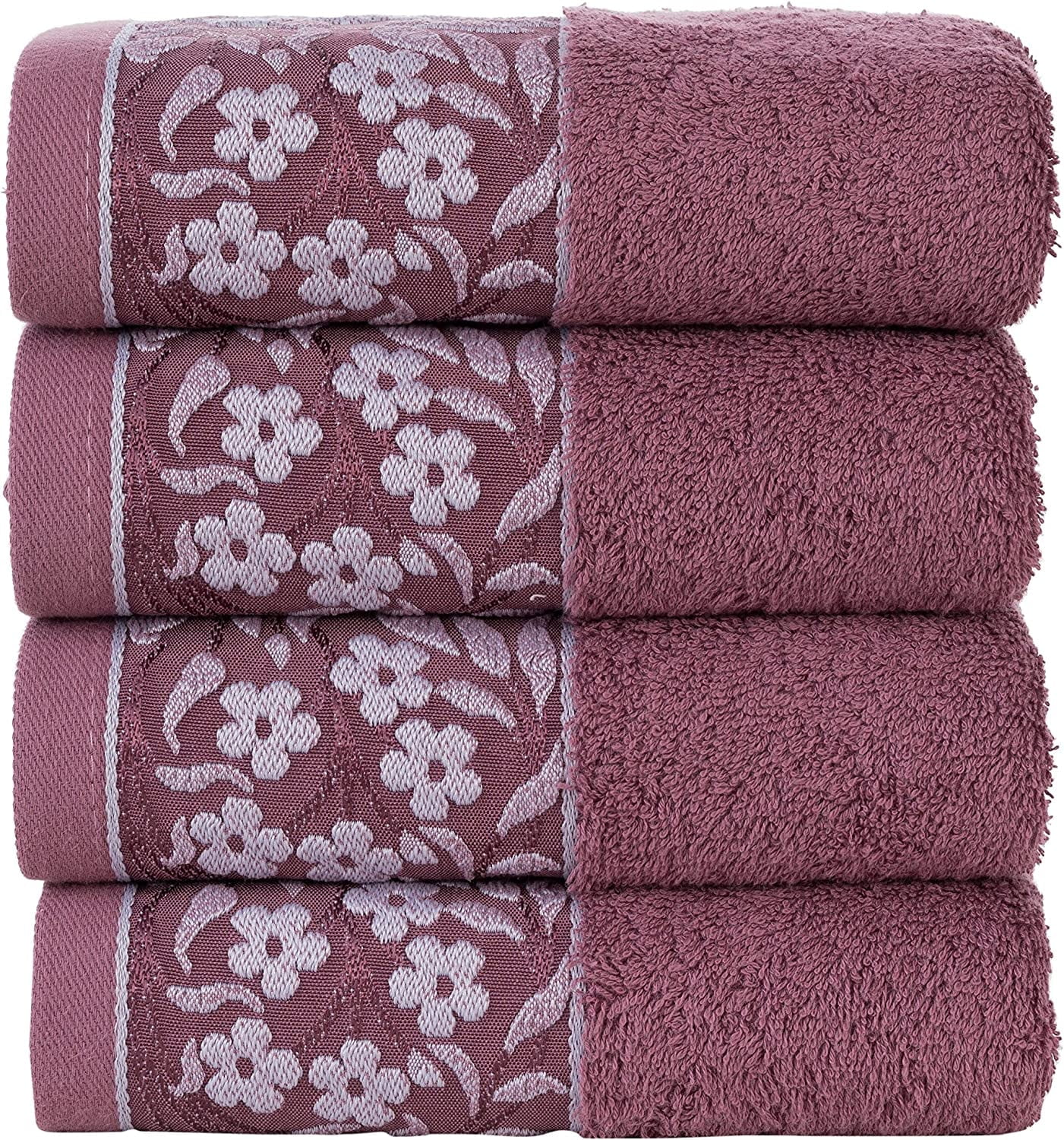 HALLEY Decorative Turkish Premium Cotton Hand Towels 4 Pack - 650 GSM ...