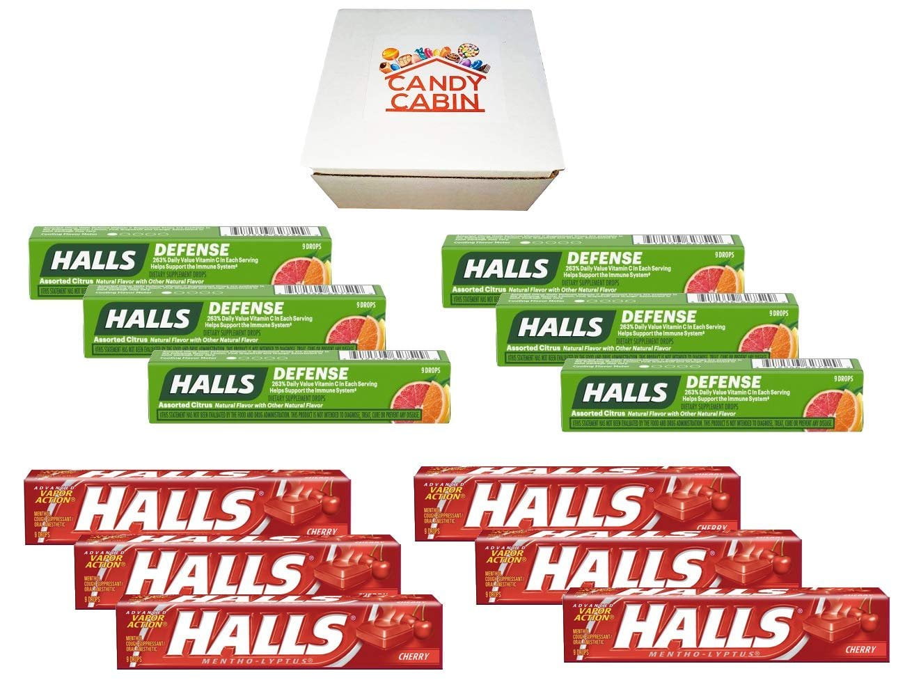 HALLS 9-Drop Sticks, Box by CANDY CABIN Citrus - Cherry, 12 Pack ...