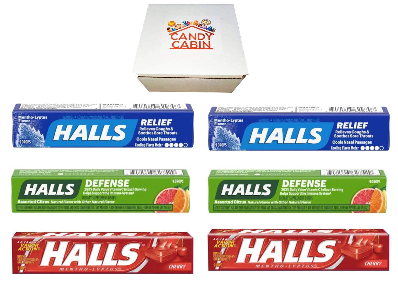 HALLS 9-Drop Sticks, Box by CANDY CABIN MenthoLyptus - Citrus - Cherry ...