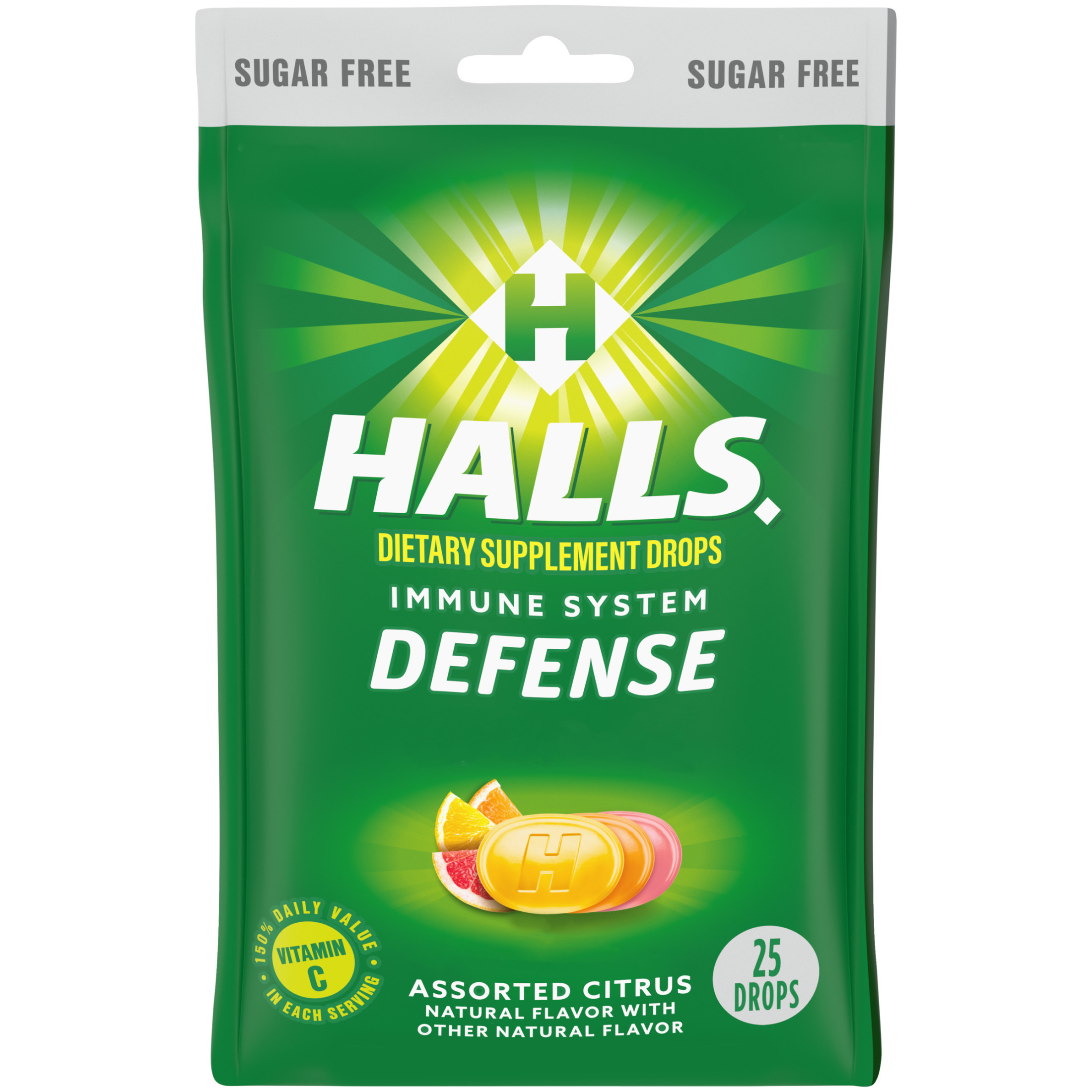 Halls Defense Drops Assorted Citrus, 180 Count - Walmart.com