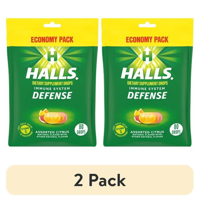 (2 pack) HALLS Defense Assorted Citrus Vitamin C Drops, Economy Pack ...