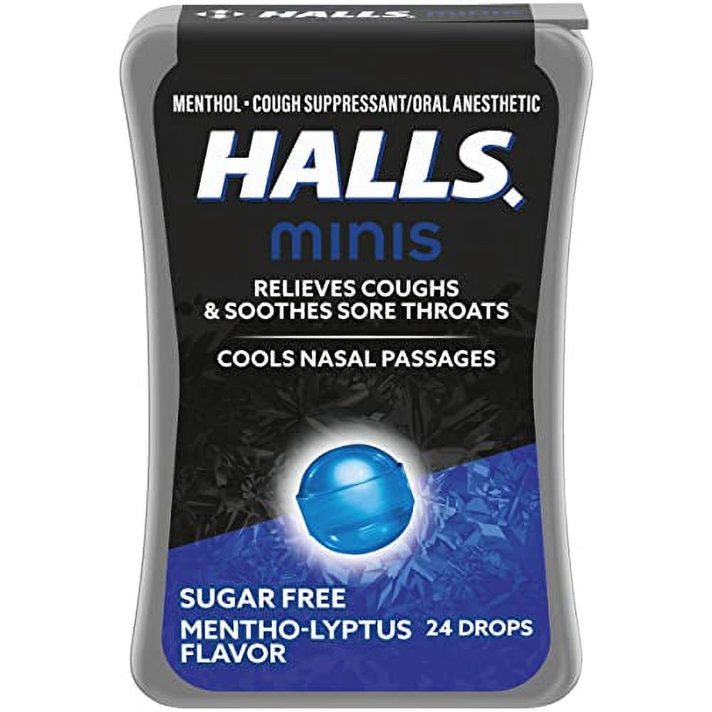 HALLS Minis Mentho-Lyptus Flavor Sugar Free Cough Drops, 24 Drops ...