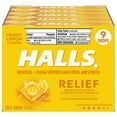HALLS Relief Honey Lemon Cough Drops, 20 Packs of 9 Drops (180 Total ...