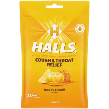 HALLS Soothing Honey Cough Drops, Throat Relief, with Menthol and Real ...