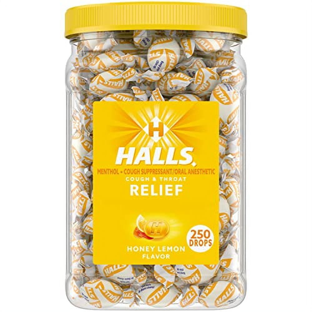 HALLS Relief Honey Lemon Cough Drops, Bulk Cough Drops, 250 Drops - Walmart Business Supplies