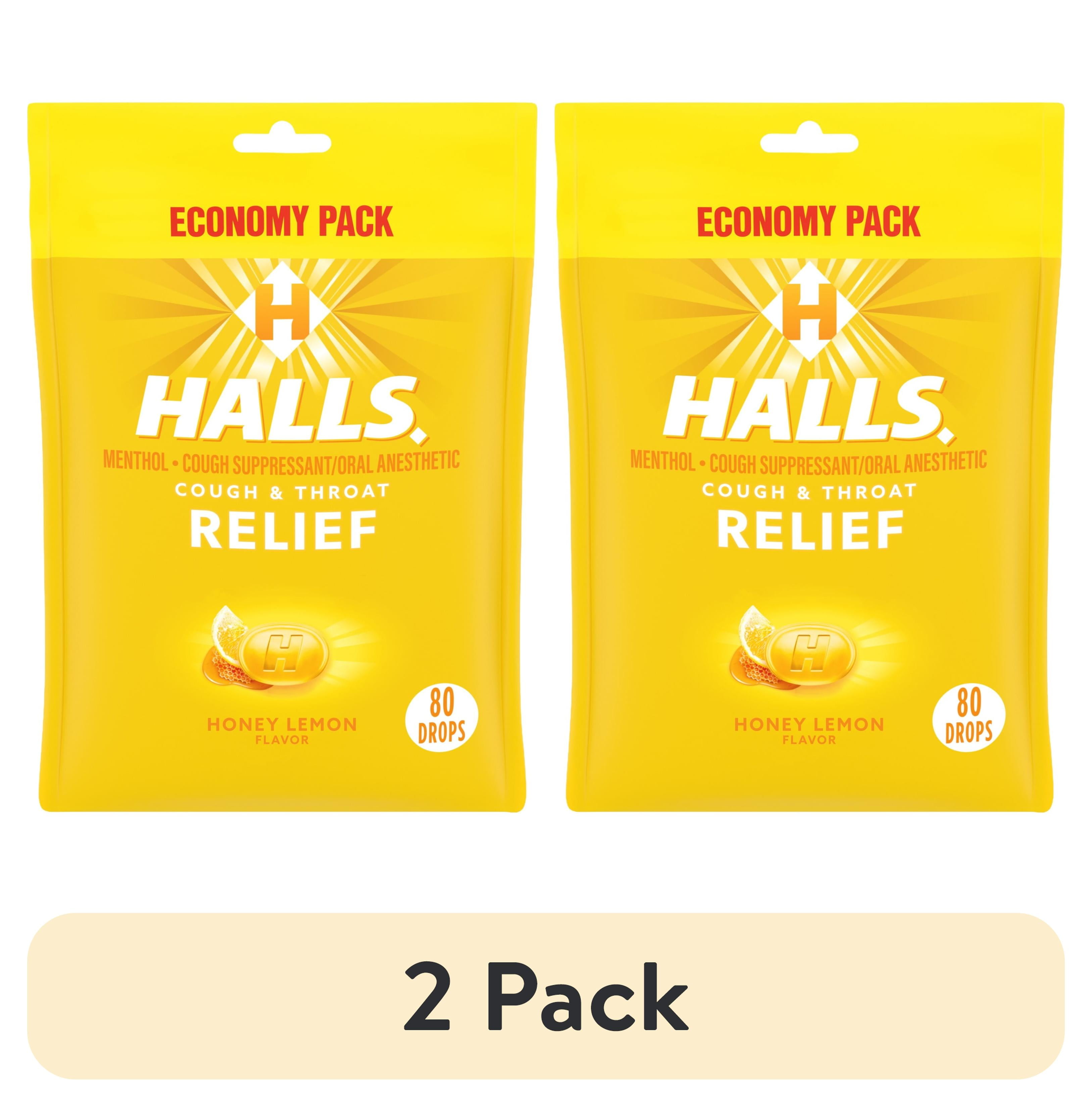 (2 pack) HALLS Relief Honey Lemon Cough Drops, Economy Pack, 80 Drops - Walmart.com