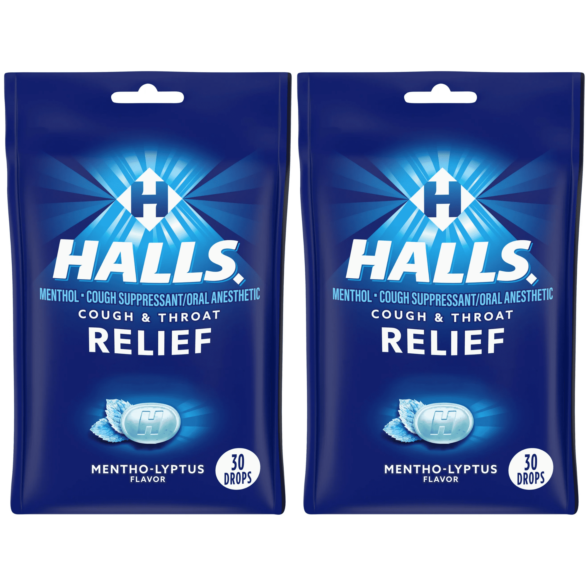 HALLS Relief MENTHOL Cough Drops, 30 Drops Per Pack (Pack Of 2 ...