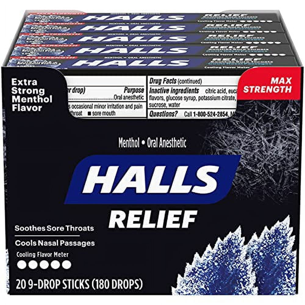 HALLS Relief Max Strength Extra Strong Menthol Throat Drops, 20 Packs ...