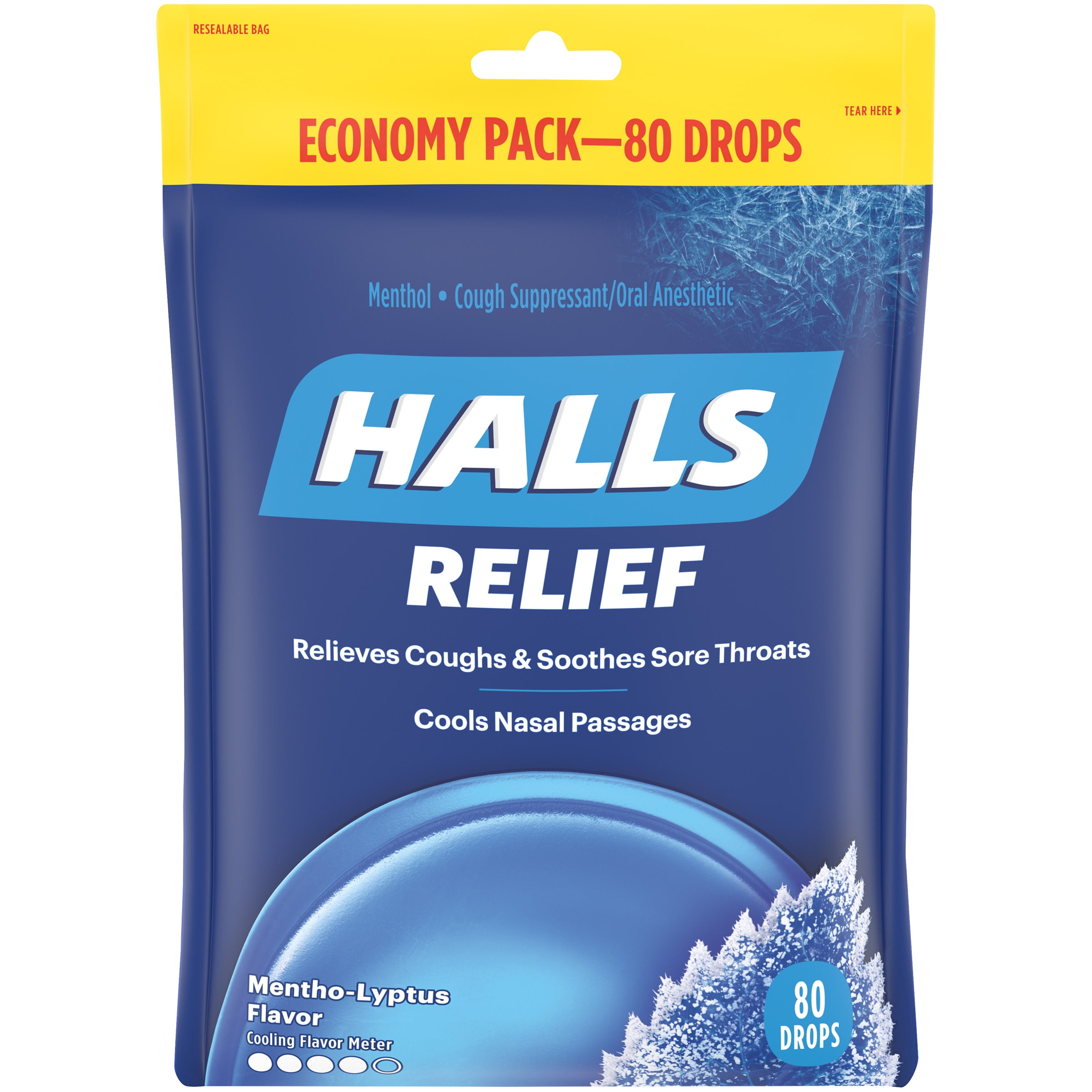 HALLS Relief Mentho-Lyptus Cough Drops, Economy Pack, 80 Drops - Walmart.com