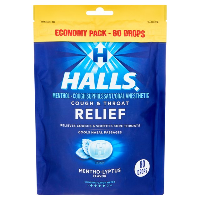 HALLS Relief Mentho-Lyptus Cough Drops, Economy Pack, 80 Drops - Walmart.com