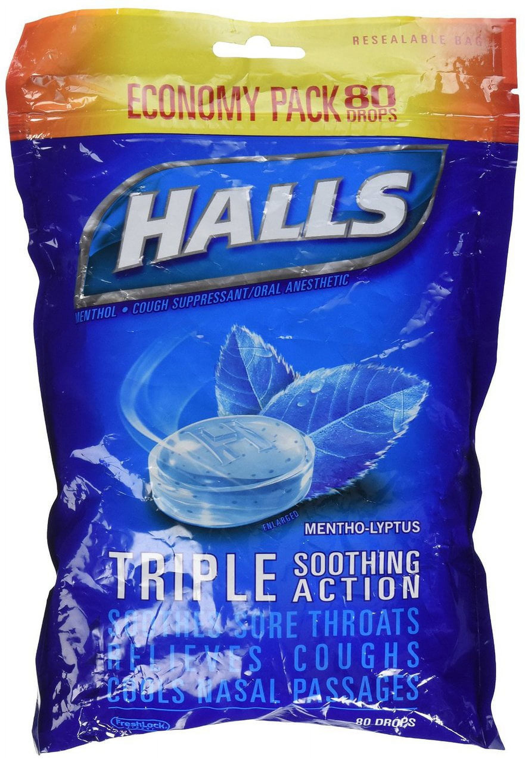 HALLS Relief Mentho-Lyptus Sore Throat Lozenges, Economy Pack, 12 Packs ...