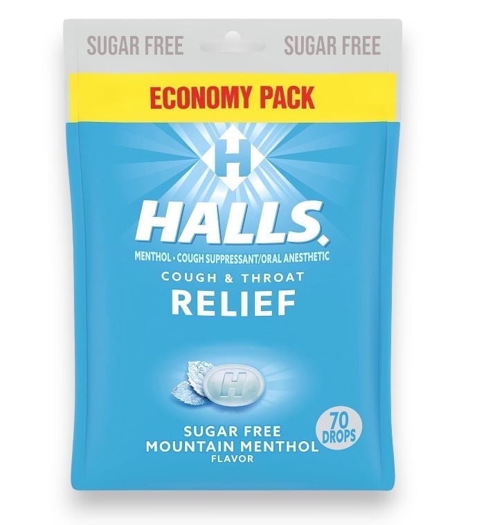 HALLS Relief Mountain Menthol Sugar Free Cough Drops, Economy Pack, 70 ...